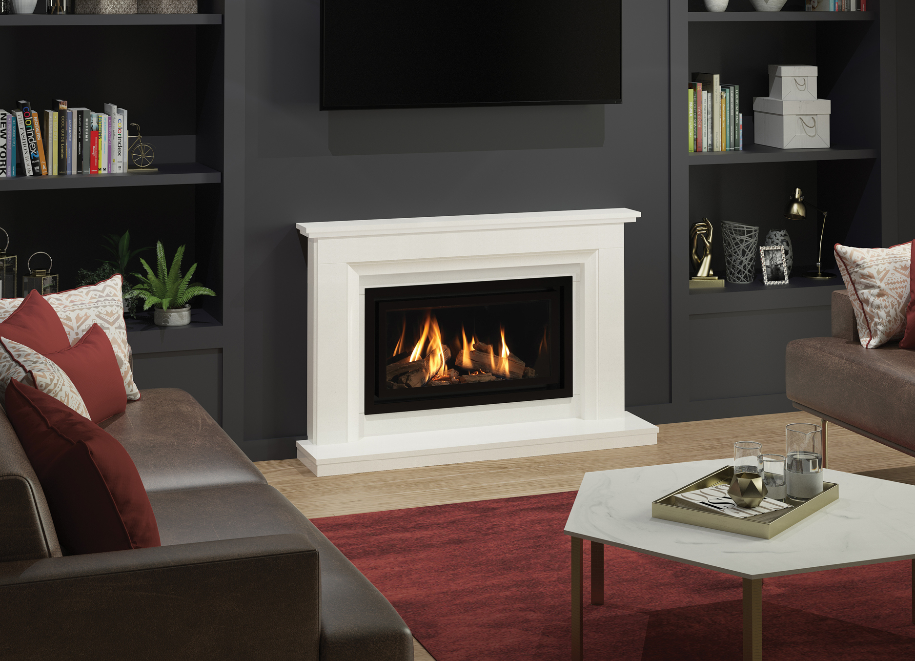 Adele 800 - Elgin & Hall Micro Marble Gas Fireplace