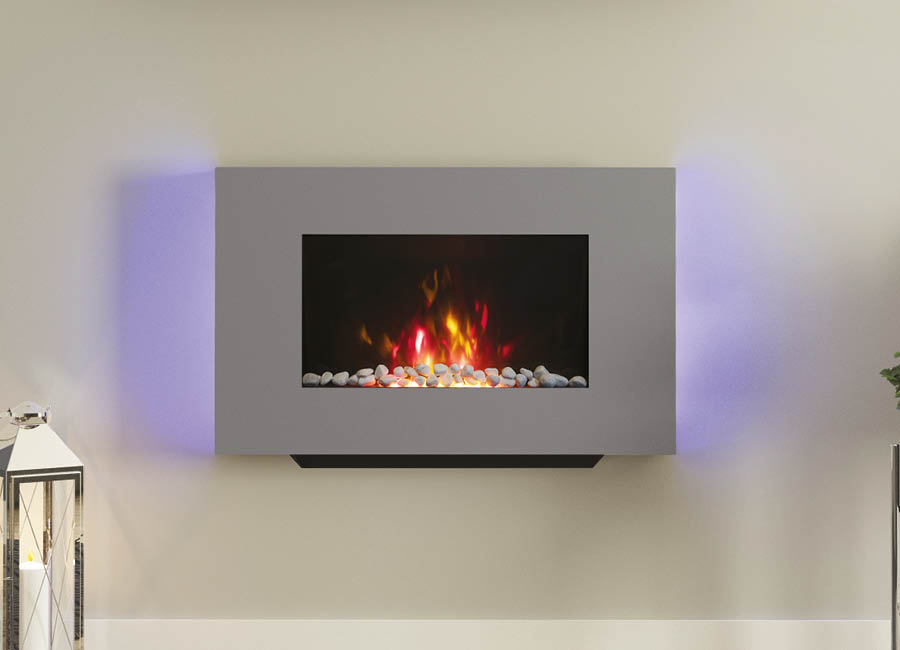 Azonto - Flare Collection Wall Mounted Electric Fire in Black / Grey