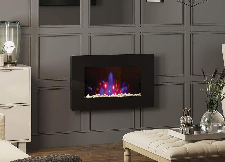 Azonto - Flare Collection Wall Mounted Electric Fire in Black / Grey