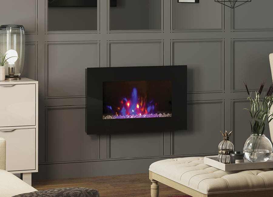 Azonto - Flare Collection Wall Mounted Electric Fire in Black / Grey