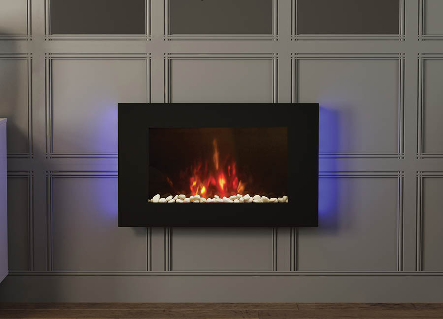 Azonto - Flare Collection Wall Mounted Electric Fire in Black / Grey