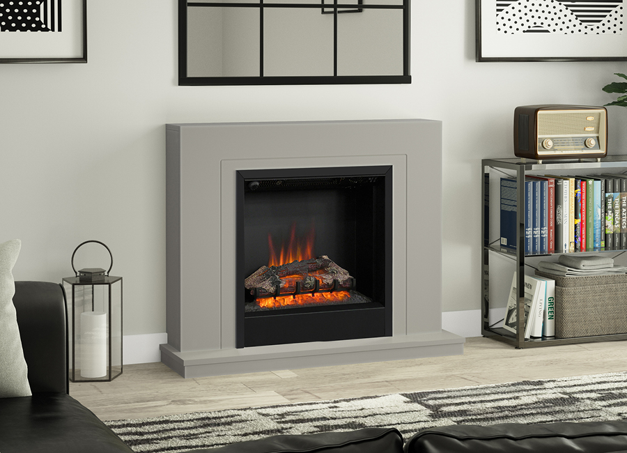 Colby - Flare Collection Timber Electric Fire in Stone or Soft White
