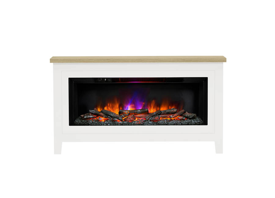 Poulton - Flare Collection Timber Electric Fire in Ash White