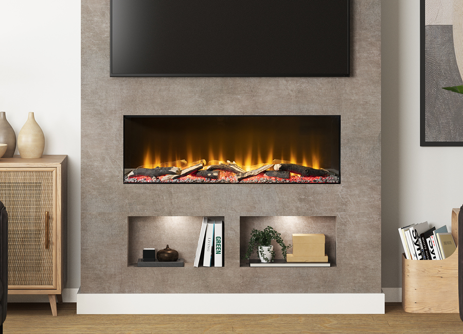 Invision 1000 - Flare Collection Inset Wall Mounted Electric Fire