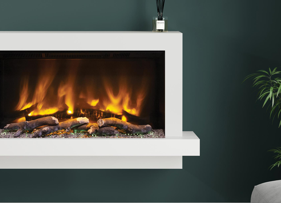 Huxton - Pryzm Wall Mounted Electric Fireplace in Ash White or Matt ...