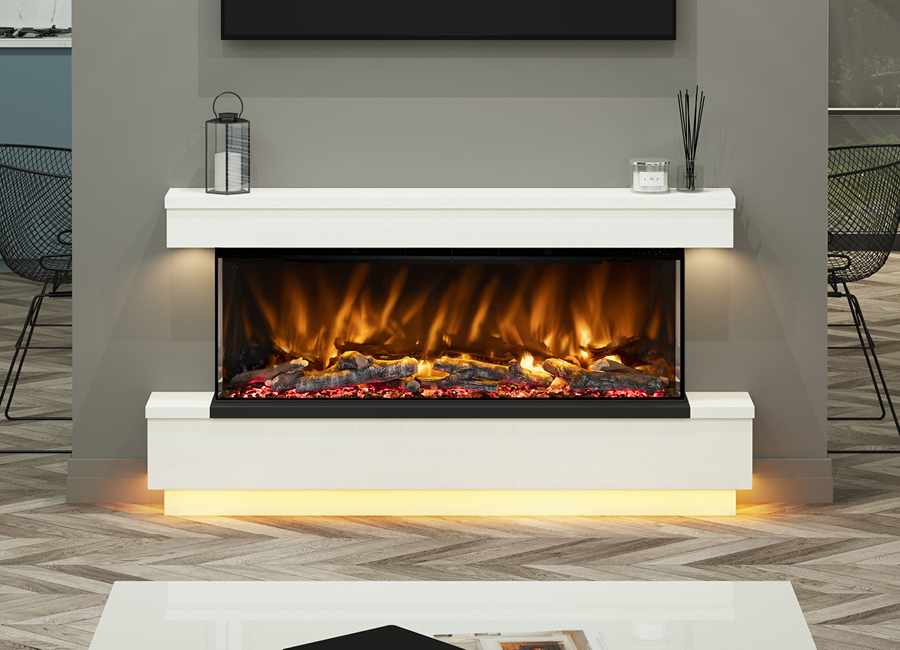 Verdant - Pryzm Electric Fireplace Suite in White or Manila marble