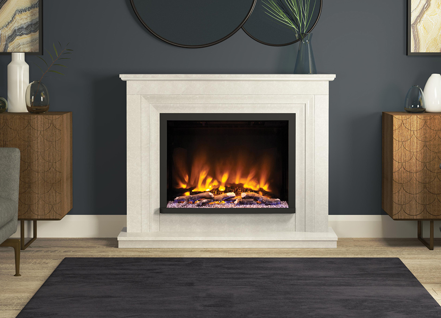 Cabrina - Pryzm Electric Fireplace Suite in White or Manila marble